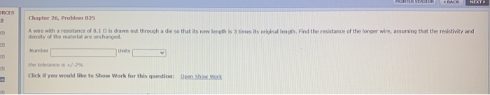 Solved TE VERSION BACK NEXT URCES Chapter 26, Problem 025 A | Chegg.com