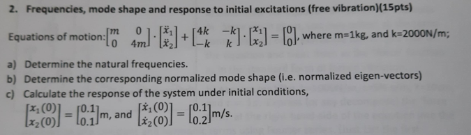 Solved Frequencies, mode shape and response to initial | Chegg.com