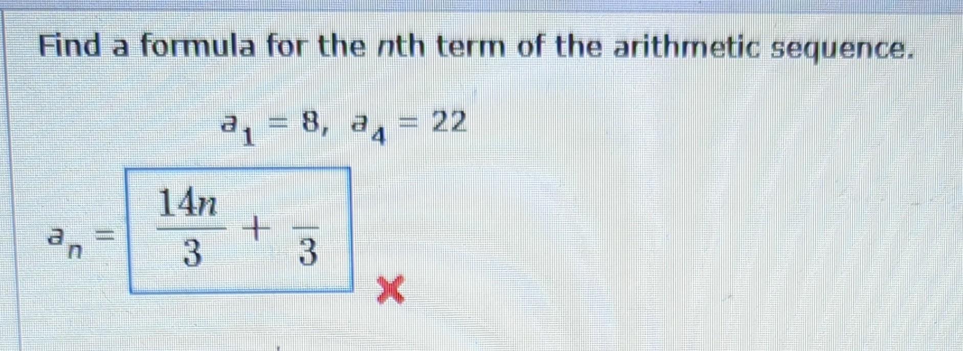 Solved Find a formula for the nth term of the arithmetic | Chegg.com