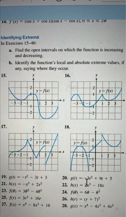 Solved 14. f′(x)=(sinx+cosx)(sinx−cosx),0≤x≤2π Identifying | Chegg.com