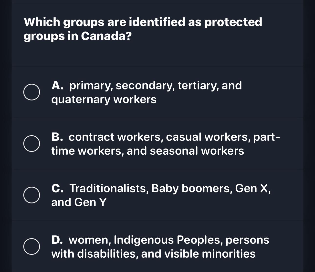 Solved Which groups are identified as protected groups in | Chegg.com