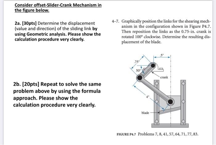 Consider offset-Slider-Crank Mechanism in the figure | Chegg.com