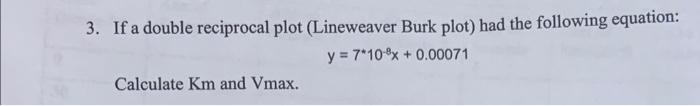 If a doublr reciprocal plot (Lineweaver Burk Plot) | Chegg.com