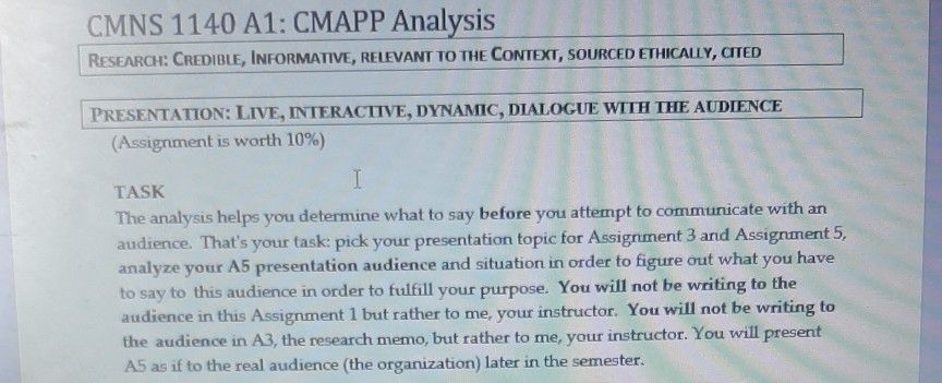 CMNS 1140 A1: CMAPP Analysis RESEARCH: CREDIBLE, | Chegg.com
