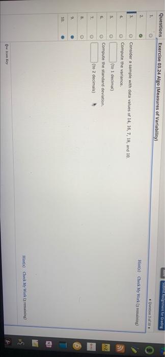 Solved Questions Exercise 03.24 Algo (Measures of | Chegg.com Solved Questions Exercise 03.24 Algo (Measures of | Chegg.com