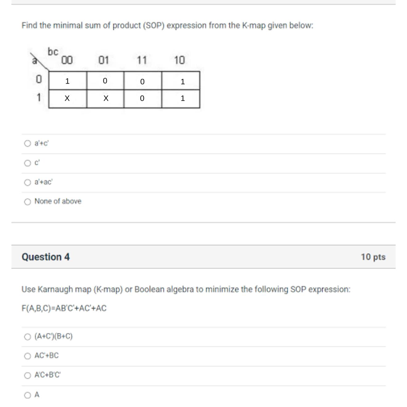 Solved Find the minimal sum of product (SOP) ﻿expression | Chegg.com