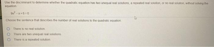 Solved Use the discriminant to determine whether the | Chegg.com