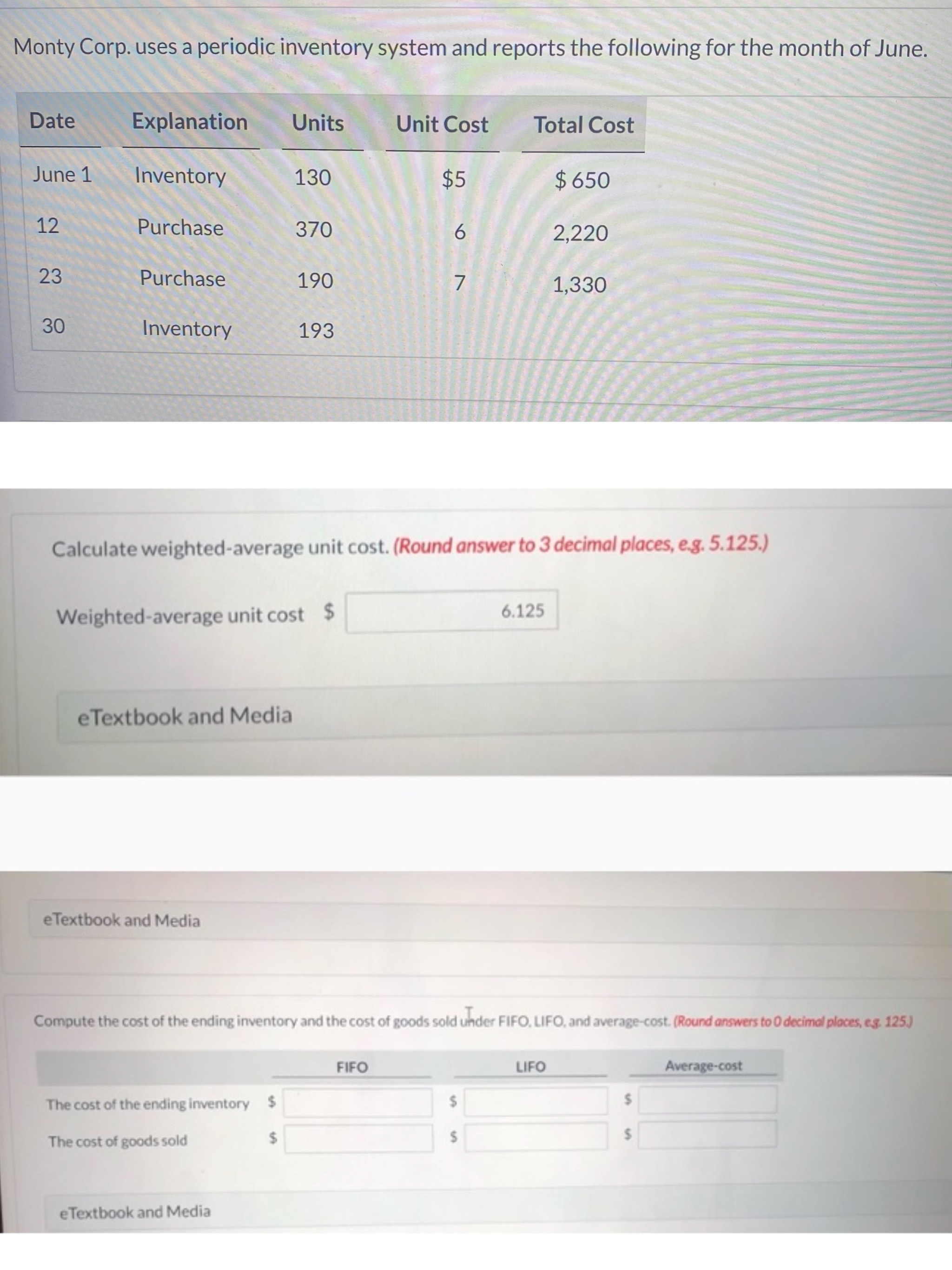 Solved Calculate weighted-average unit cost. (Round answer | Chegg.com
