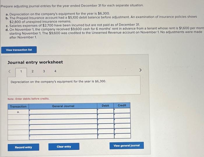 Solved Prepare adjusting journal entries for the year ended | Chegg.com