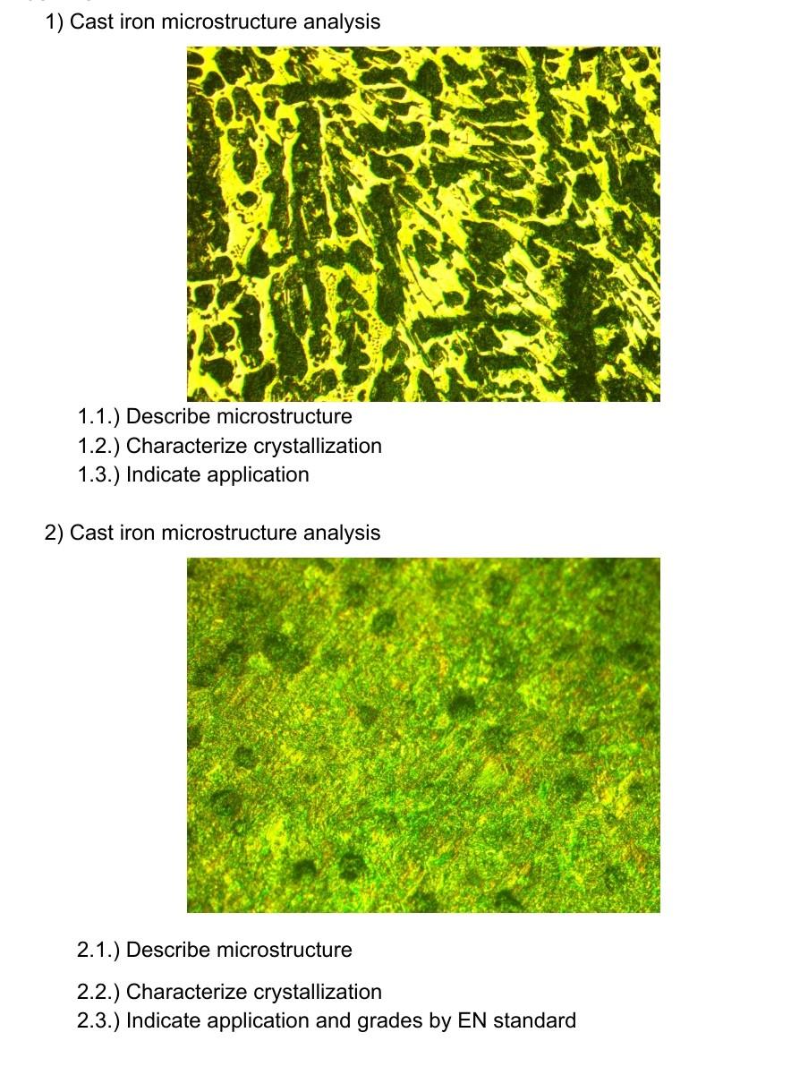 Solved 1) Cast iron microstructure analysis 1.1.) Describe | Chegg.com