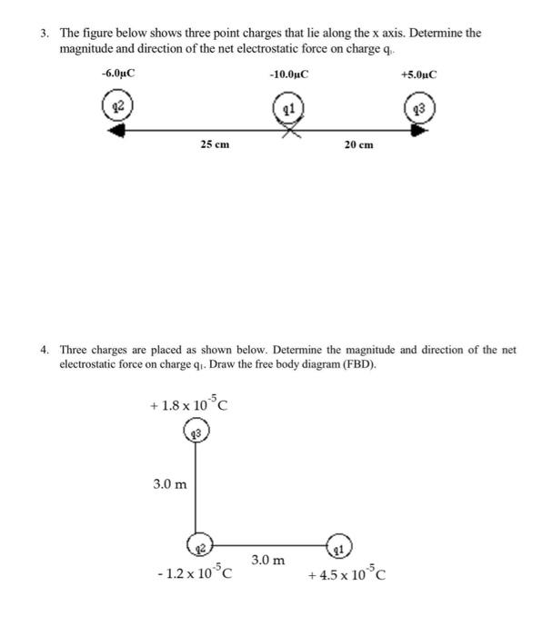 Solved 3. The figure below shows three point charges that | Chegg.com