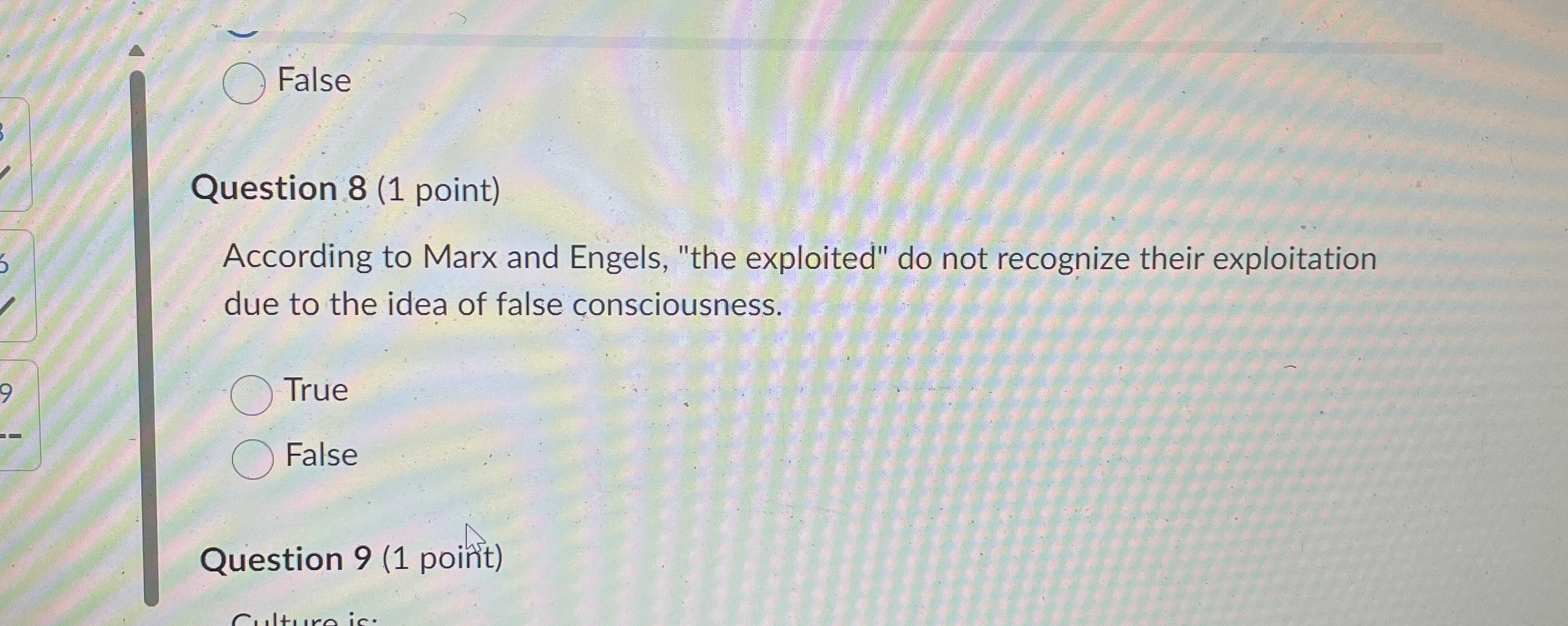 Solved FalseQuestion 8 (1 ﻿point)According to Marx and | Chegg.com