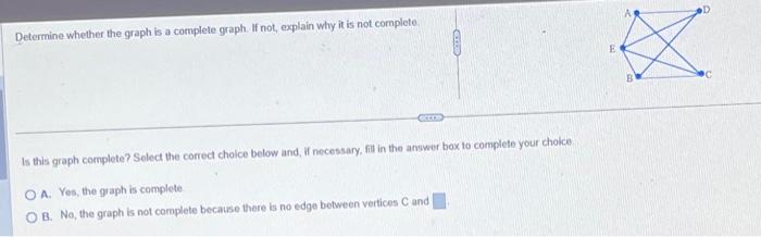 Solved Determine whether the graph is a complete graph. If | Chegg.com