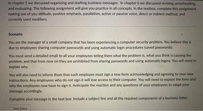 Solved In chapter 5 we discussed organizing and drafting | Chegg.com