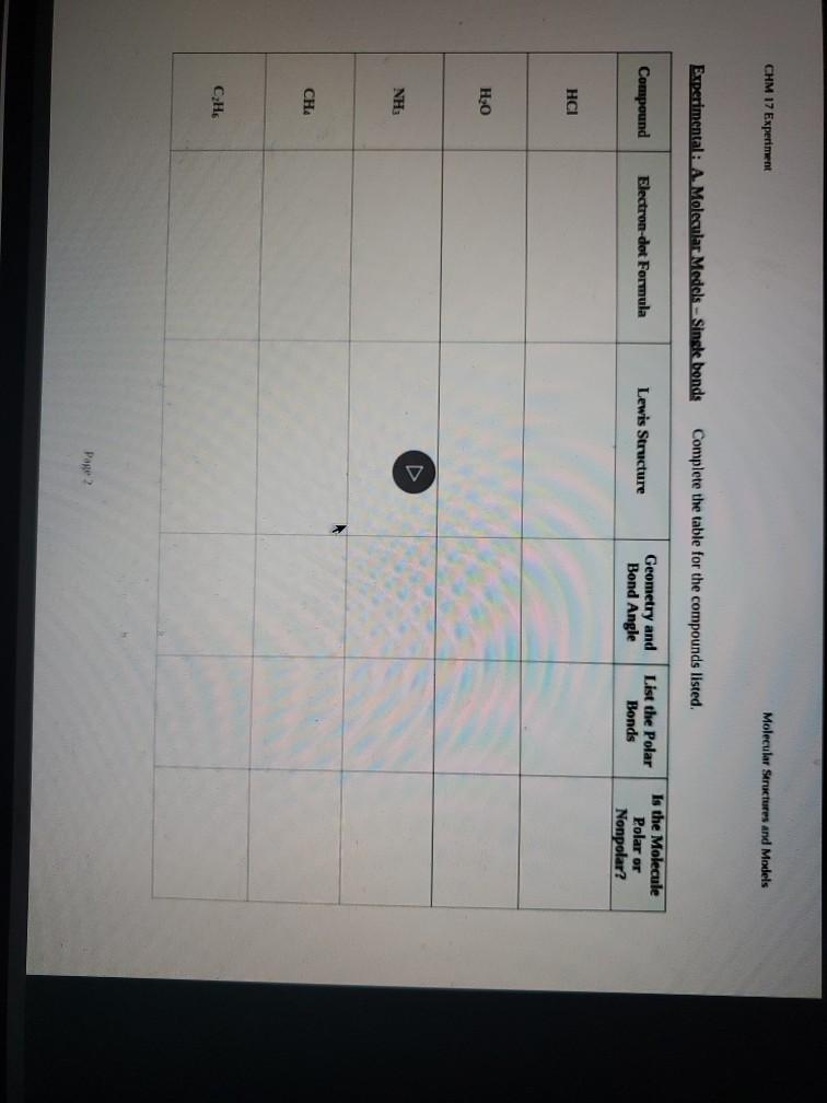 Solved Chm 17 Experiment Molecular Structures And Models