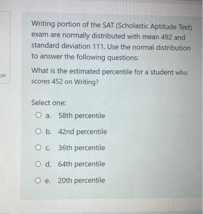 Solved Writing portion of the SAT (Scholastic Aptitude Test) | Chegg.com