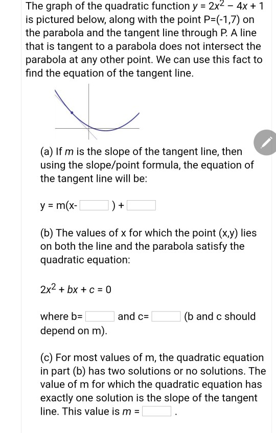 Solved The graph of the quadratic function y = 2x2 - 4x + 1 | Chegg.com