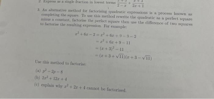 Solved p2−2p−82. Express as a single fraction in lowest | Chegg.com