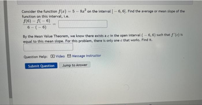 Solved Consider the function f(x)=5−8x2 on the interval | Chegg.com