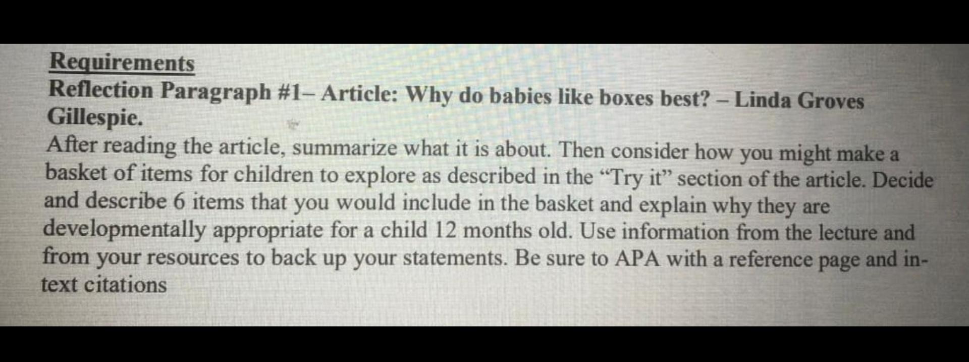 Solved Requirements Reflection Paragraph \#1- Article: Why | Chegg.com
