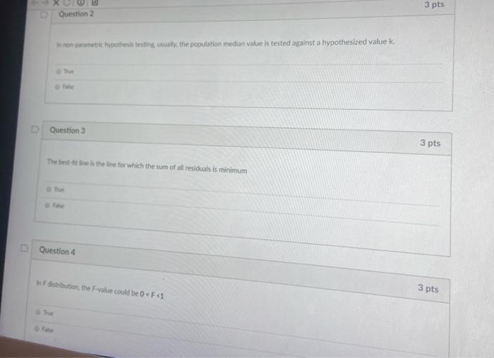 Solved 3 pts Question 2 trometric pothesis testing usually | Chegg.com