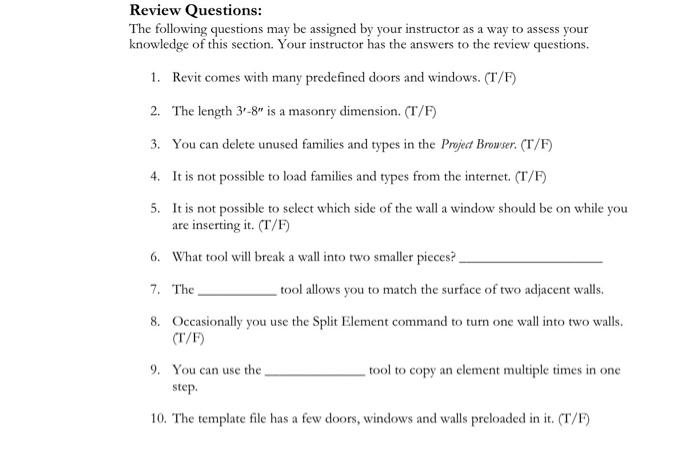 Solved Review Questions: The following questions may be | Chegg.com