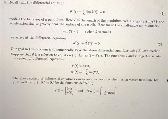 Solved 6. Recall that the differential equation | Chegg.com
