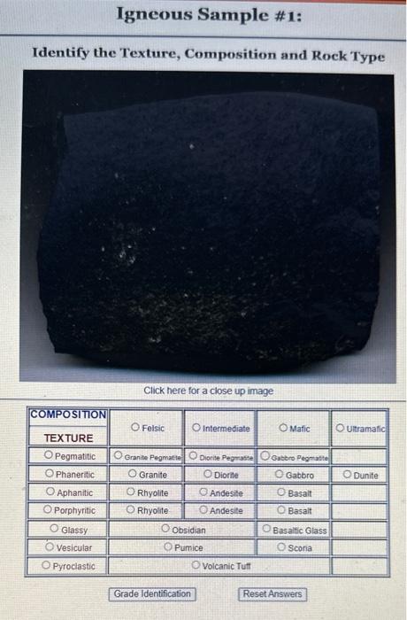 Solved Igneous Sample #1: Identify the Texture, Composition | Chegg.com