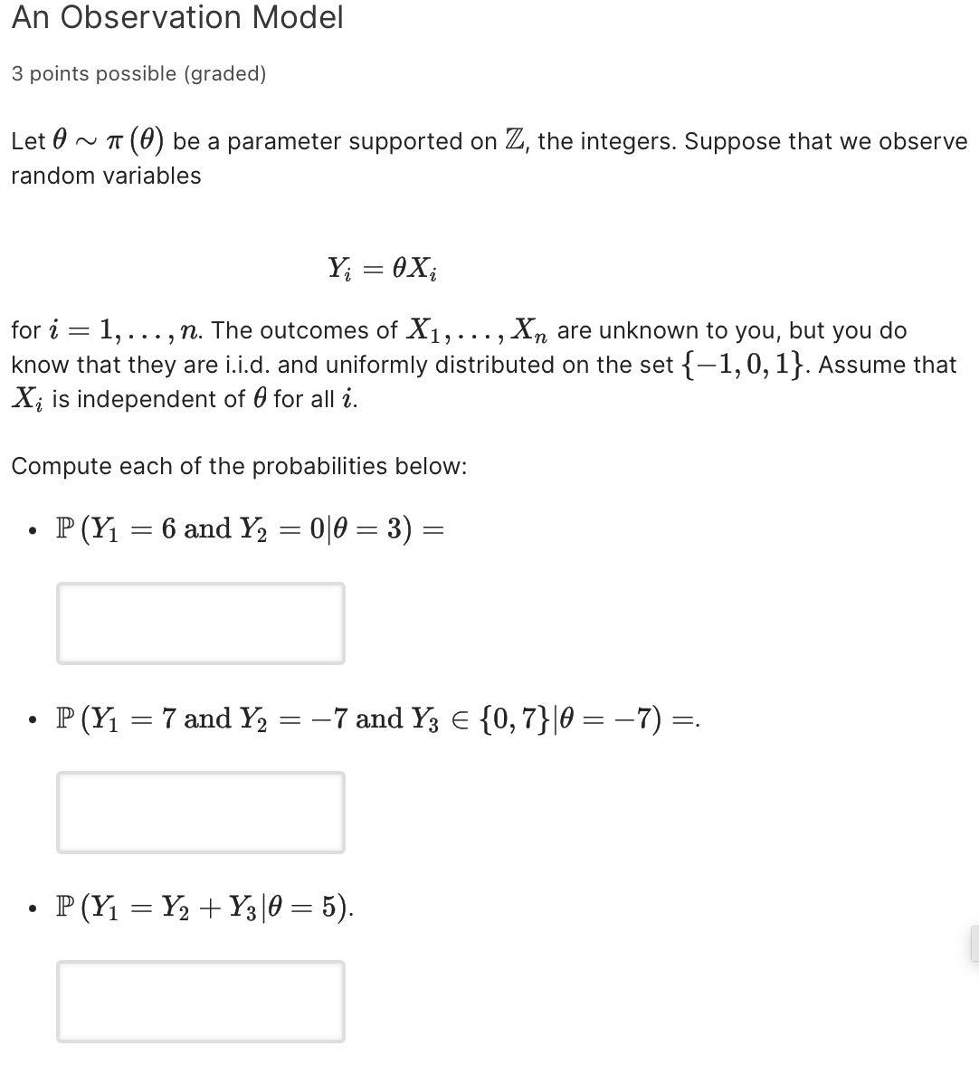 Solved An Observation Model3 ﻿points possible (graded)Let | Chegg.com