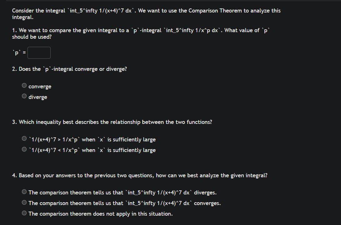 Solved Consider the integral ' ﻿int_ 5??? ﻿infty | Chegg.com