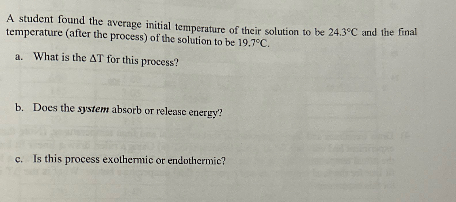 Solved A student found the average initial temperature of | Chegg.com