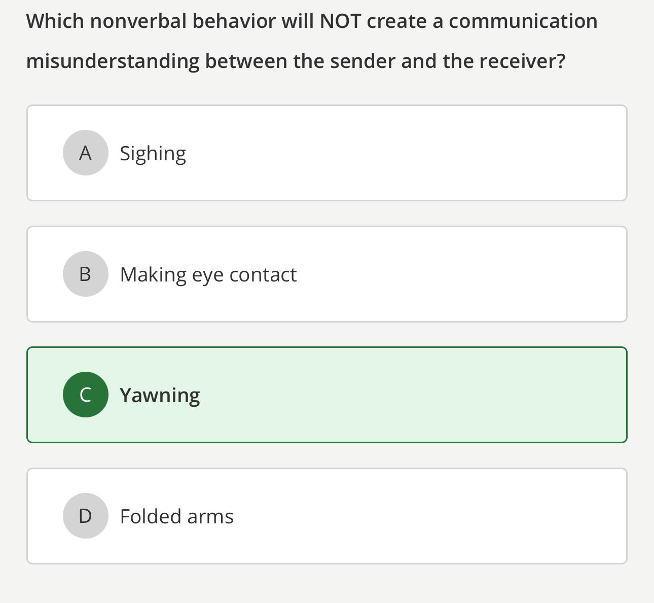 Solved Which nonverbal behavior will NOT create a | Chegg.com