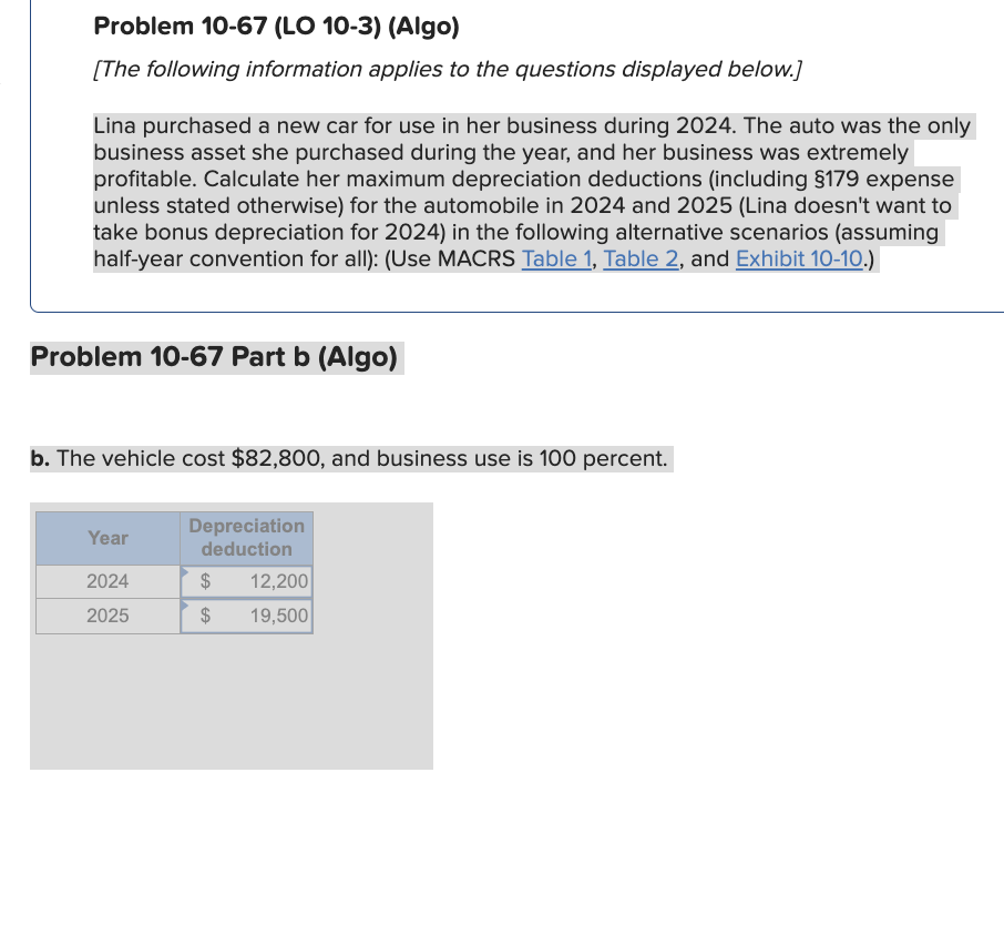 Problem 10-67 (LO 10-3) (Algo)[The following | Chegg.com
