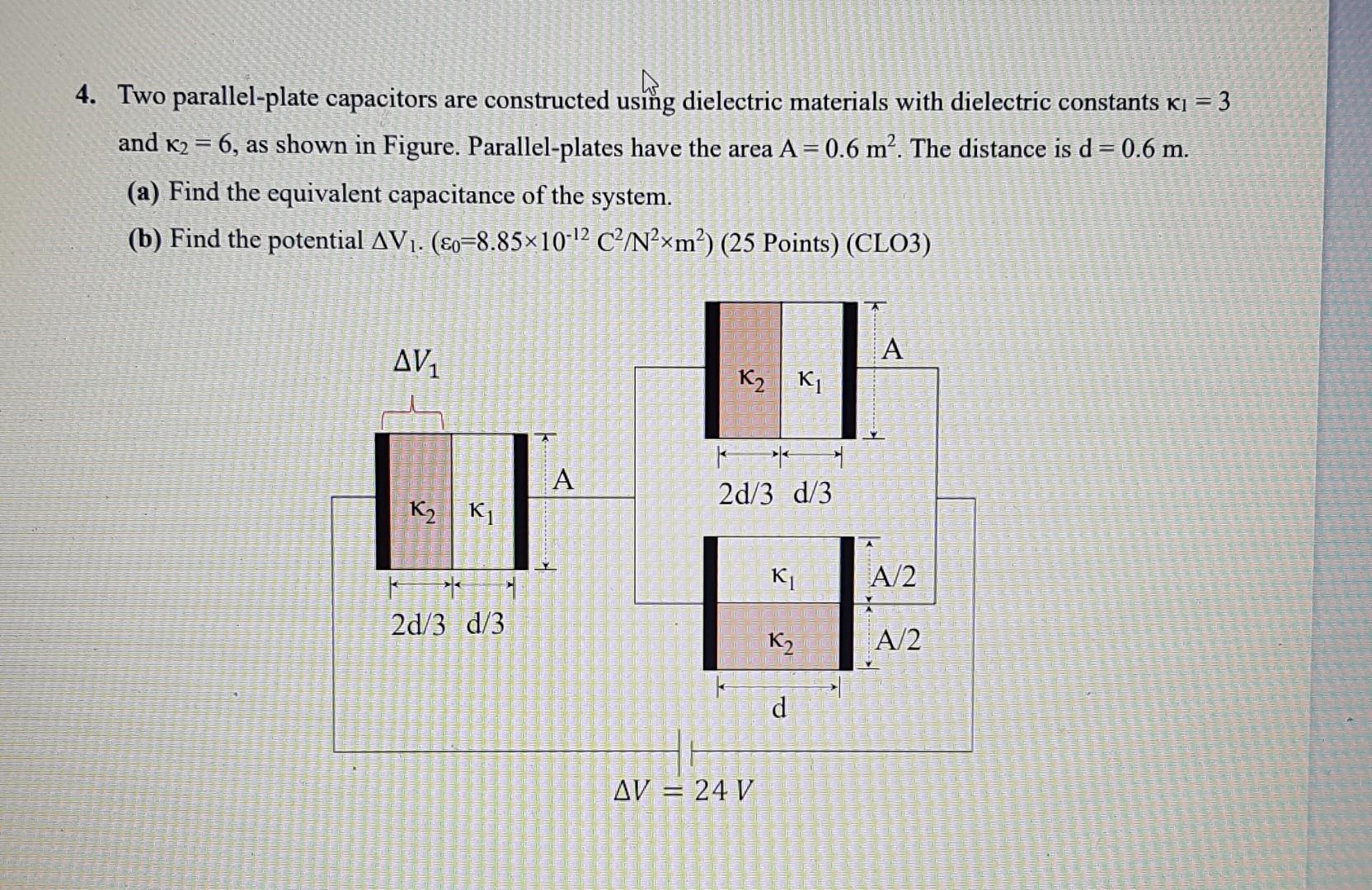 Solved 4. Two parallel-plate capacitors are constructed | Chegg.com
