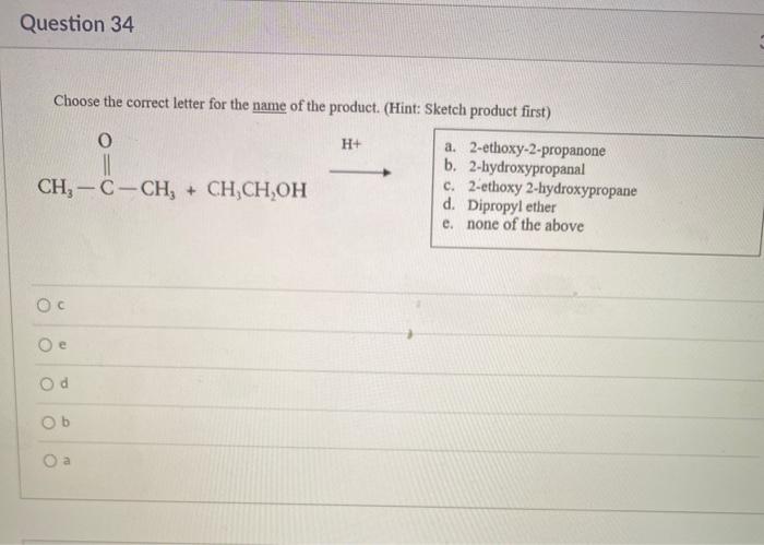 Solved Choose the letter for the correct IUPAC name of the | Chegg.com