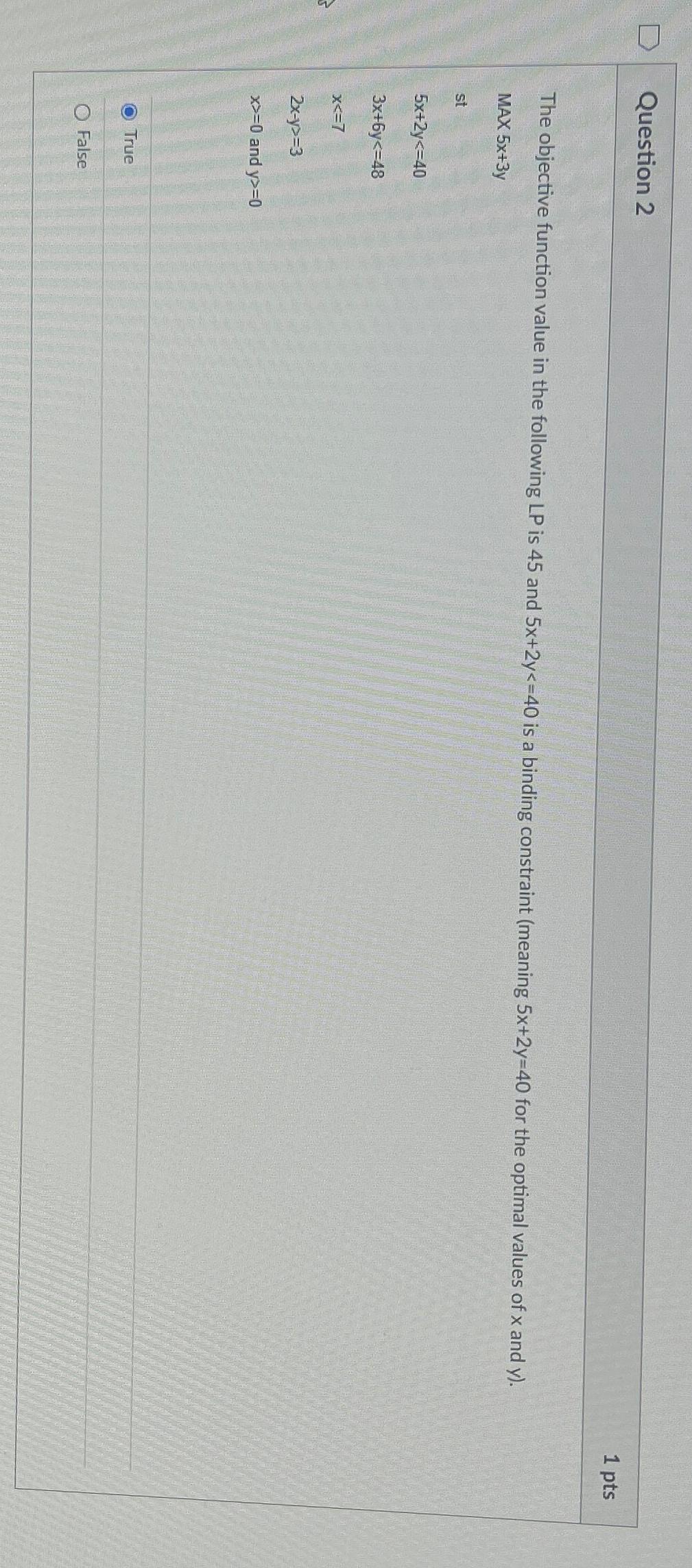 Solved Question 21 ﻿ptsThe objective function value in the | Chegg.com