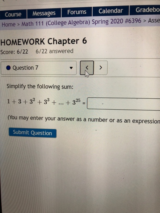 Solved Course Messages Forums Calendar Gradebo Home > Math | Chegg.com