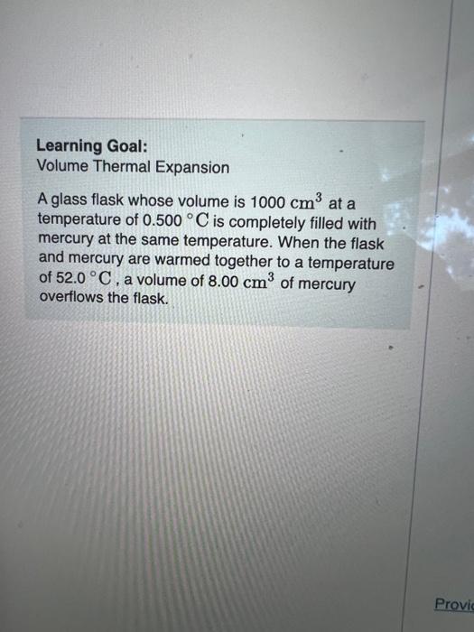 Solved Learning Goal: Volume Thermal Expansion A glass flask | Chegg.com
