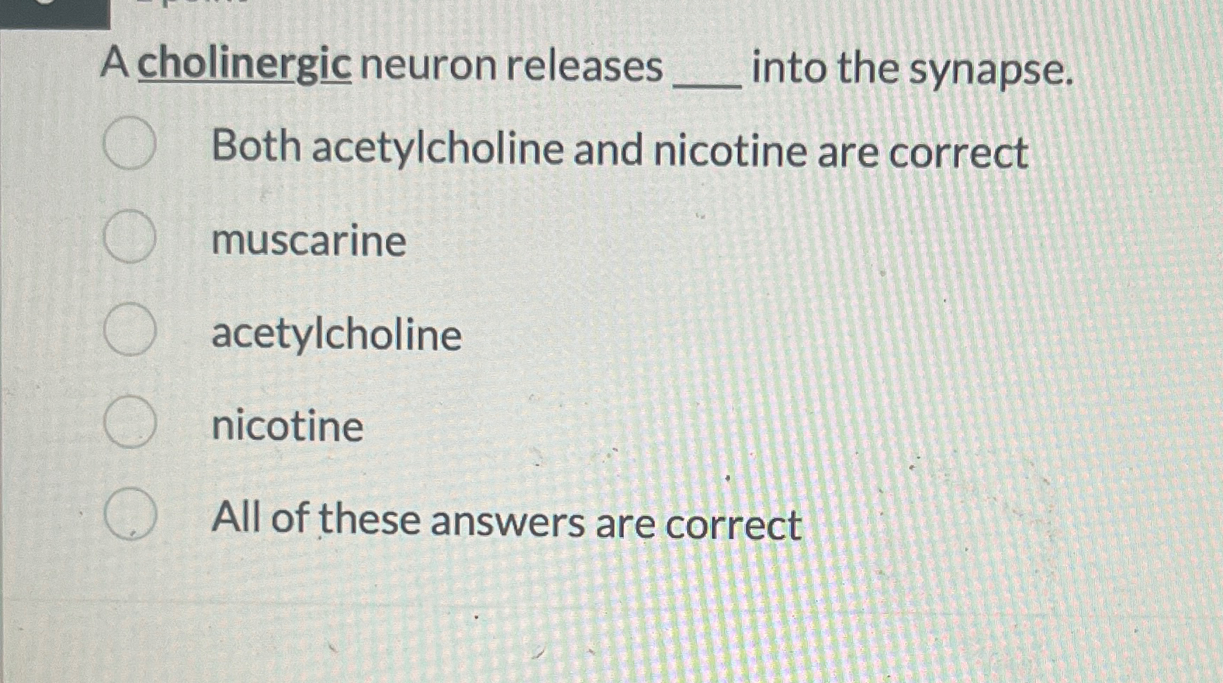 Solved A cholinergic neuron releases into the synapse.Both | Chegg.com