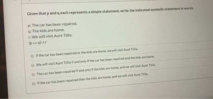 Solved Given that p and q each represents a simple | Chegg.com