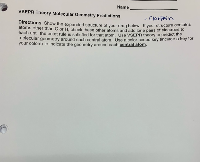 Solved Name VSEPR Theory Molecular Geometry Predictions | Chegg.com