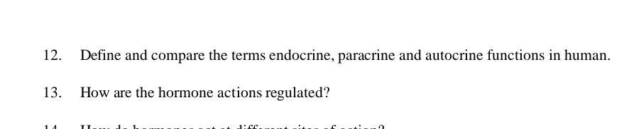 Solved Define and compare the terms endocrine, paracrine and | Chegg.com