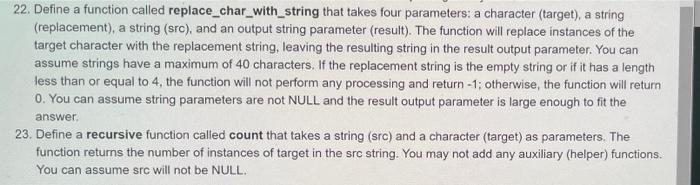 Solved 22. Define a function called replace_char_with_string | Chegg.com