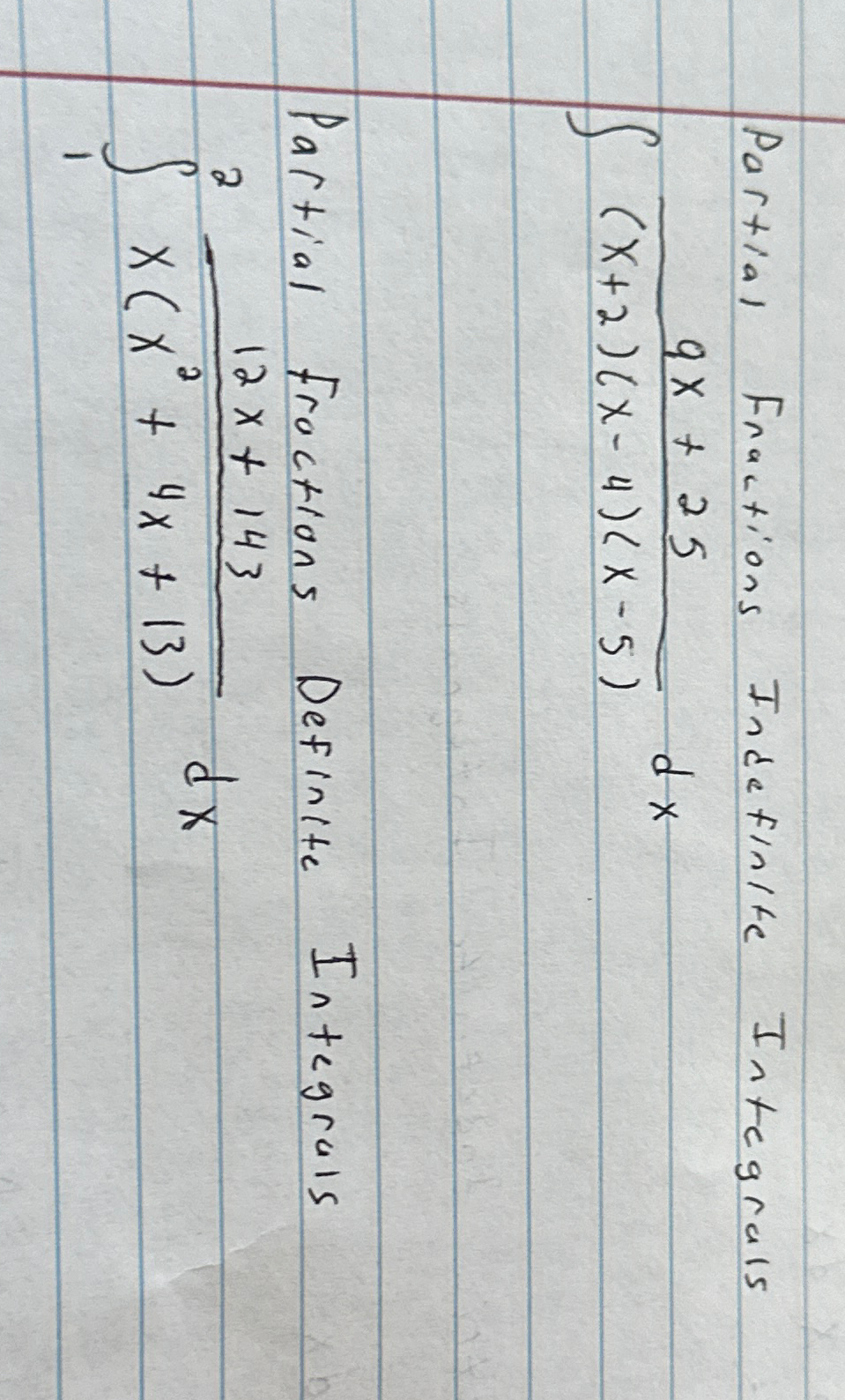 Solved Partial Fractions Indefinlte | Chegg.com
