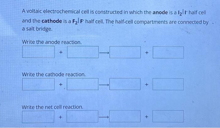 Solved A voltaic electrochemical cell is constructed in | Chegg.com