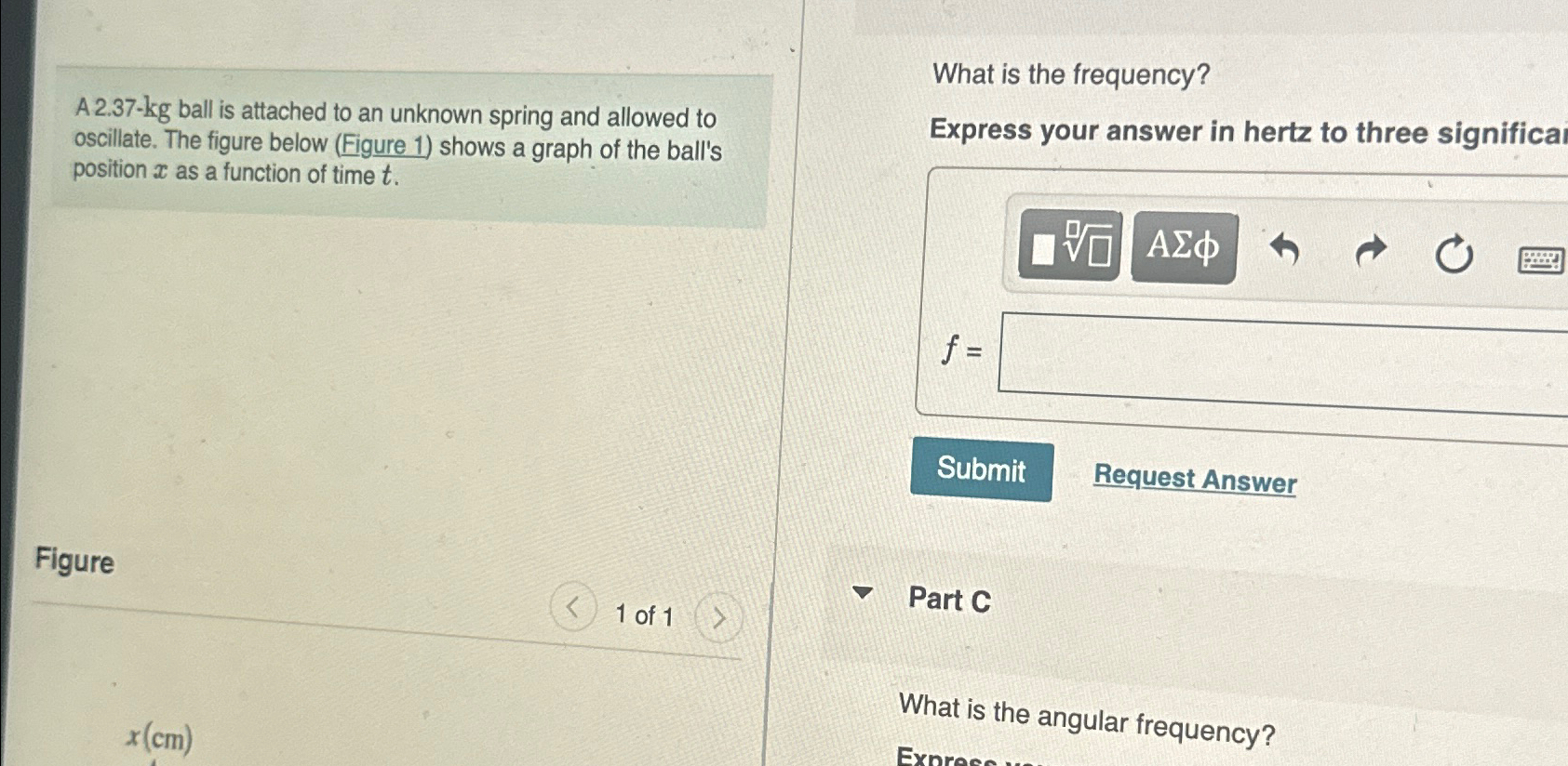 Solved A 2.37-kg ball is attached to an unknown spring and | Chegg.com