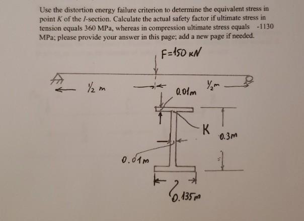 Solved Use the distortion energy failure criterion to | Chegg.com
