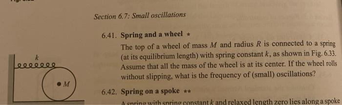 Solved 6.41. Spring and a wheel * The top of a wheel of mass | Chegg.com