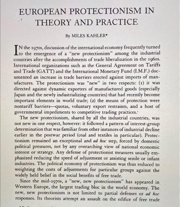 EUROPEAN PROTECTIONISM IN THEORY AND PRACTICE By | Chegg.com