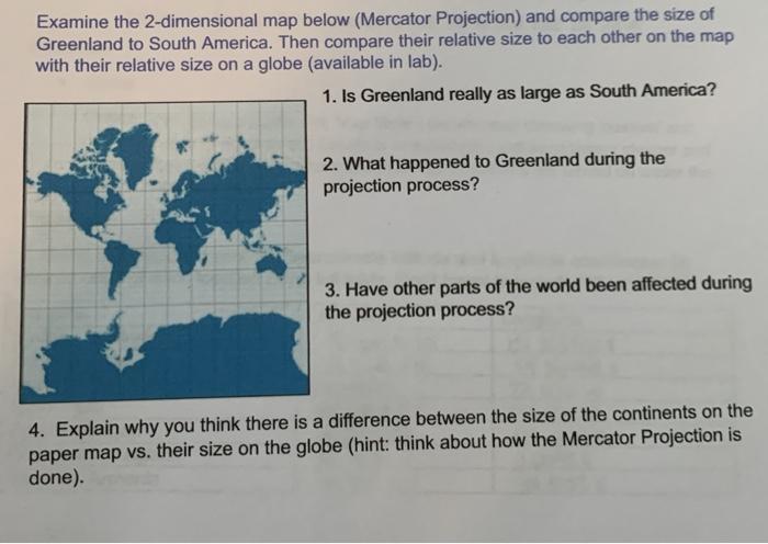 Solved Examine the 2-dimensional map below (Mercator | Chegg.com